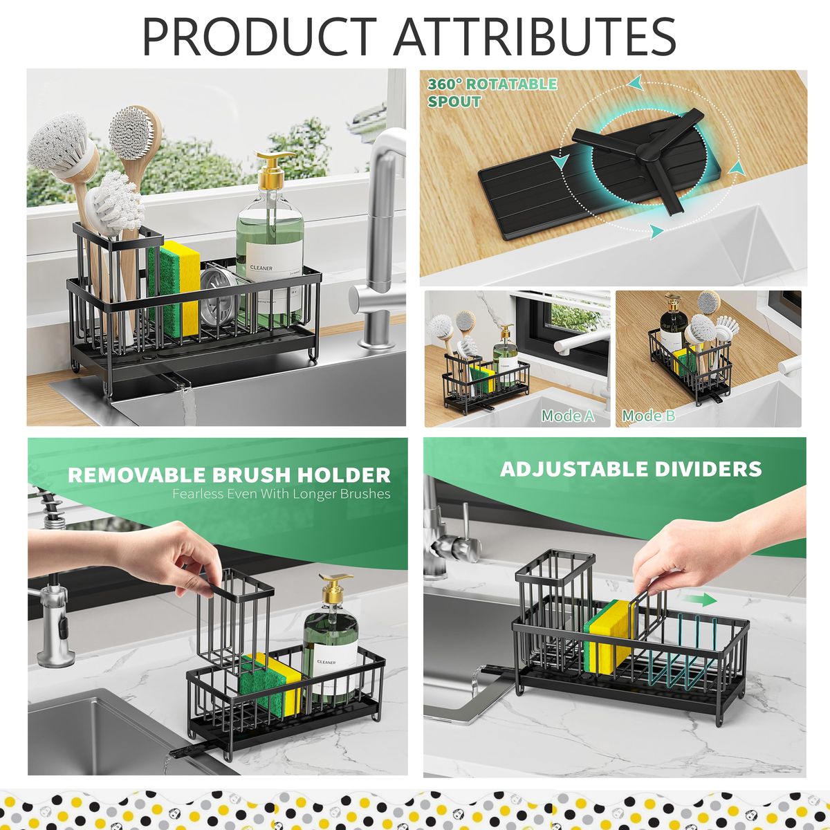 Kitchen Sink Sponge Caddy Organizer for Sponge w/ Paper Towel Hanger R ...